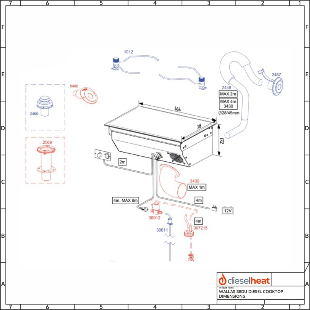 Dieselheat - Wallas 88DU Diesel Cooktop (Webasto X100 Replacement)